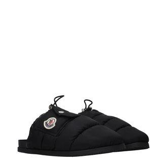 Moncler Womens Black Fabric Slippers