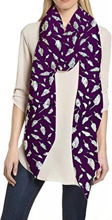 Lina & Lily Foulard Femme à Plumes Métallisées, Écharpe Tissu Léger 180cm X 75cm (Violet foncé-Argent)