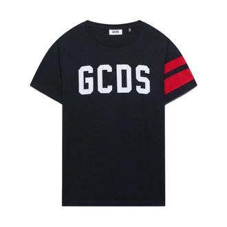 GCDS Baumwoll-T-Shirt mit gesticktem Logo - - Tops - Herren - Schwarzk - 2XS