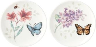 Lenox 885607 Butterfly Meadow, 2-teilig Untersetzer-Set, Motiv: Schmetterling, Wiese, Porzellan, Mehrfarbig