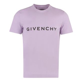 Givenchy Baumwoll-T-Shirt mit Kontrastierendem Logoaufdruck - - Tops - Herren - Lila - XL