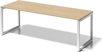 Bisley Cito Schreibtisch, 740 mm höhenfixes O-Gestell, Metall, Mp396 Dekor Ahorn, Gestell Verkehrsweiß, 80 x 220 x 85 cm