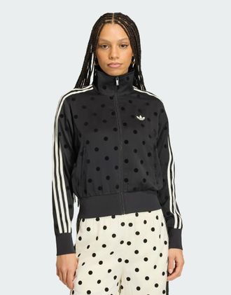 adidas Originals Haut de surv&ecirc;tement en satin &agrave; pois - Noir