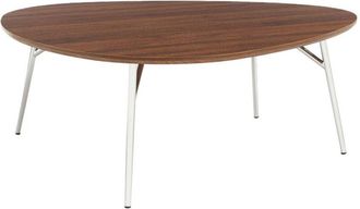 Sweeek Table basse ovale pieds chromé et effet bois de noyer