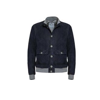Gimos Suede Polo Jacket - - Jackets - Herren - Blau - 2XL