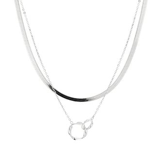 Liebeskind BERLIN Halsketten-Set - Zwei elegante Halsketten aus poliertem Edelstahl - Silber - Gliederkette verstellbar bis 45 cm - wasserfest & hautfreundlich