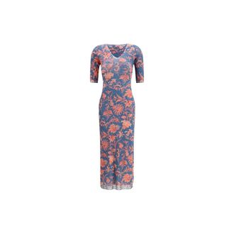 Etro Robe mi-longue en tulle stretch &agrave; motif floral - Femme - Robes - Multicolore - Taille: 40 FR