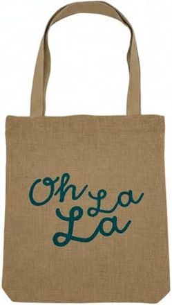 Fabulous Sac Shopping Tote Bag Aspect Lin - Oh La La Expression Onomatop&eacute;e Francais - Sac de Courses Toile Epaisse 360g Beige Naturel Cabas Port&eacute; Epaule Solide