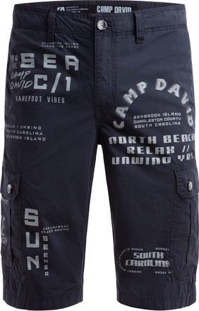 Camp David Cargo Shorts mit vielen Label Prints