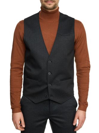 JEFF Herren JFTom Weste mit 4-Wege-Stretch-Ponti Roma | Anzugweste Herrenweste Mini check, 48