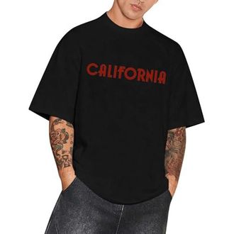 Generico T-shirt d&eacute;t&eacute; pour homme &agrave; th&egrave;me r&eacute;tro avec imprim&eacute; de lettres, pour homme, grande taille, d&eacute;contract&eacute;, streetwear, Noir, XXXL