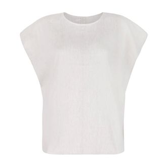Calvin Klein Femme, Blouses et Chemises, Blanc, Taille: 42 FR Top en Lin Stretch