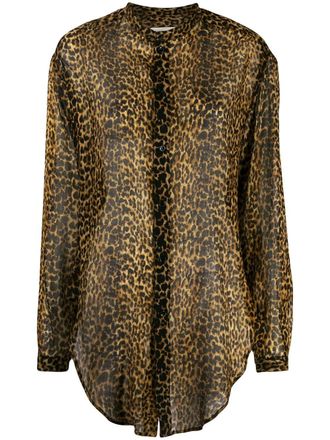 Saint Laurent Hemd mit Leoparden-Print - Schwarz