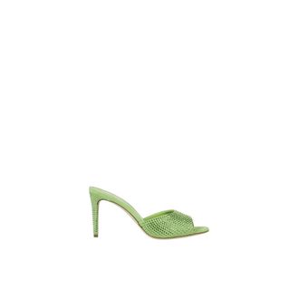 PARIS TEXAS Riemchen-Mules mit Strass in Gr&uuml;nem Veloursleder - - Shoes - Damen - Gr&uuml;n - 38 EU