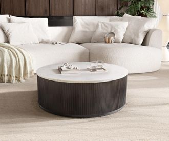 DELIFE Couchtisch Fiorano 90x90 cm Marmor Weiß Metall Silber Fusion Finish, Couchtische