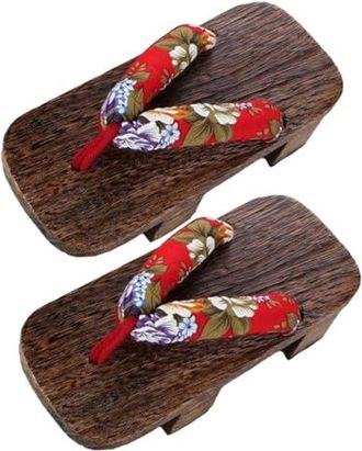 BESTONZON Sabots Japonerie en Bois pour Femmes Pantoufles dÉté Antidérapantes à Deux Dents Sandales dIntérieur Confortables Taille 38-40 Sabots Traditionnels Lé
