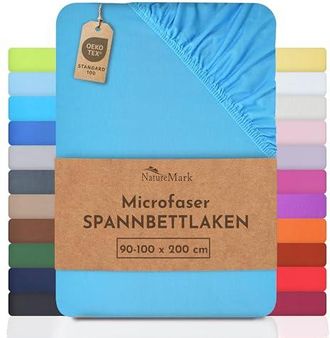 NatureMark Mikrofaser SPANNBETTLAKEN zum Sparpreis! viele Größen und Farben Markenware (90x200-100x200 cm, türkis)