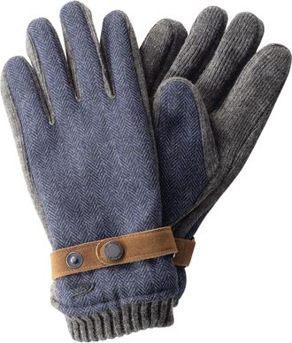 Camel Active Herren Handschuhe mit Lederriemen in Wolloptik Blau, menswear-XXL