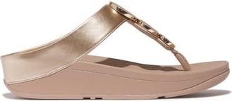 FitFlop Womens Halo Bead-Circle Metallic Toe-Post Sandals, Metallic Latte Beige, 40 EU