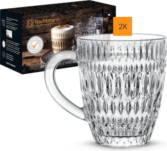 Nachtmann Kaffeegläser Set 392 ml, 2 Stück, Ethno, 104249, Teegläser aus Kristallglas, Glastassen für heiße Getränke spülmaschinenfest