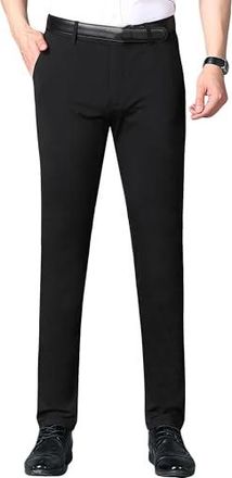 Generic Pantalon stretch &agrave; coupe ajust&eacute;e et infroissable pour homme Coupe ajust&eacute;e Pantalon habill&eacute; moderne, Noir, 46