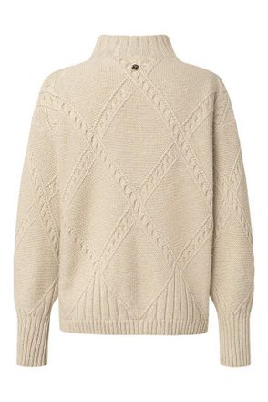 Joop Stehkragenpullover Konfia Rautenmuster mit integrierten Zopfstrickdetails, breite Rippb&uuml;ndchen