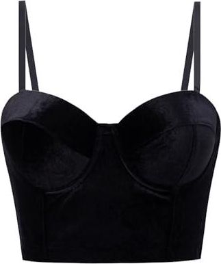 Generic 2026 Soutien-gorge pour femme, soutien-gorge nou&eacute; aux &eacute;paules, corset contrast&eacute;, haut court en maille, bustier pour sortir, coupe ajust&eacute;e, hauts sexy,