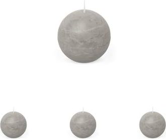 Spaas Rustikale Kugelkerze 80 mm 24St. - hellgrau (Packung mit 4)