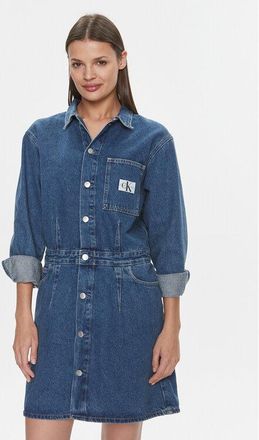 Calvin Klein Jeans Jeanskleid Darted Denim Shirt Dress J20J222461 Dunkelblau Slim Fit