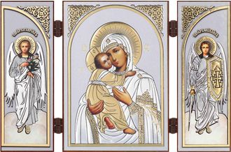 NKlaus Gottesmutter von Wladimir - Ikone Triptychon Christlich - Reise Altar Holz 16846