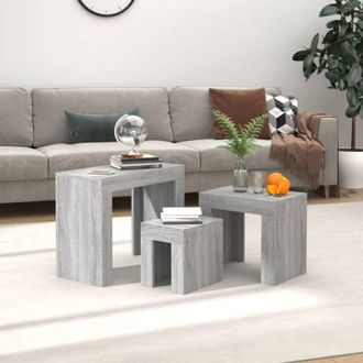 vidaXL Vidaxl - Tables basses gigognes 3 pcs sonoma gris bois ding&eacute;nierie