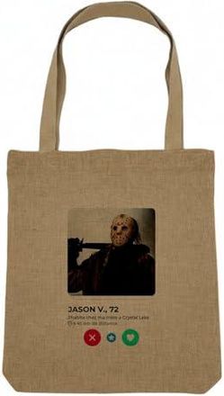 Fabulous Sac Shopping Tote Bag Aspect Lin - Jason Voorhees Film Horreur R&eacute;seau Social Rencontre Amour - Sac de Courses Toile Epaisse 360g Beige Naturel Cabas P