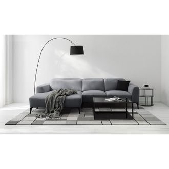 Studio Copenhagen home24 Ecksofa mit Longchair Grau Webstoff Saia 265cm Longchair davorstehend links Modern