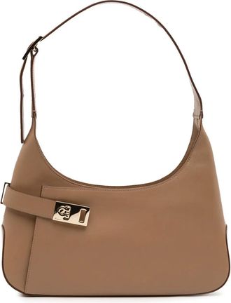 Ferragamo Hobo Bags - Leather Gancini Shoulder Bag - Gr. unisize - in Braun - f&uuml;r Damen