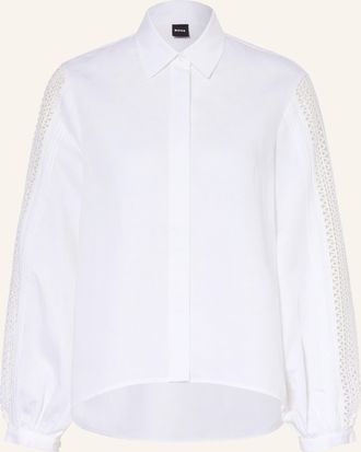 HUGO BOSS Hemdbluse Badora Mit Lochspitze weiss
