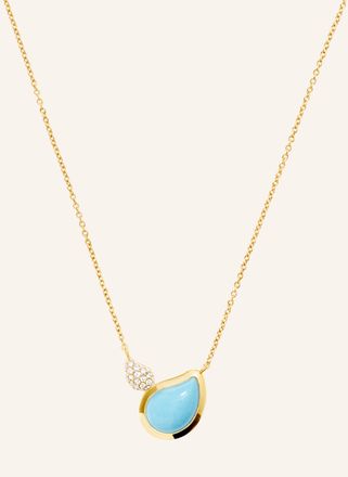 Tamara Comolli Tamara Comolli Halskette Necklace Signature 2 Drops Turquoise / Diamond Pav&eacute; 18k Gelbgold gold