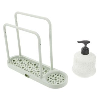 Angoily Anneome Küchen Abtropfgestell mit Doppelstange Multifunktionaler Spültuchhalter Aufbewahrungsregal für Schwämme und Seife Platzsparendes Organizer für