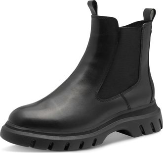Marco Tozzi Marco Tozzi Damen Chelsea Boots aus Leder mit Chunky-Sohle, Schwarz (Black), 37 EU