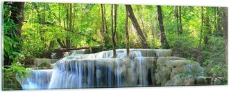 Arttor Panorama Bilder auf Glas Wasserfall Wald Umwelt Glasbild 90x30cm Wandbilder Dekoration Wohnzimmer Schlafzimmer Küche Klein Wanddeko Bild im Glas Wand 