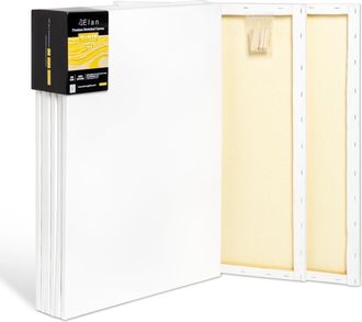 Elan Keilrahmen Leinwand 45x60 380g 6er Set, 380 G/M&sup2; 100% Baumwolle Leinwand zum Bemalen, Leinw&auml;nde f&uuml;r &Ouml;lfarben, Leinw&auml;nde zum Bemalen