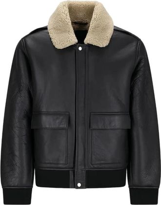 Calvin Klein Homme, Vestes, Noir, Taille: L Blouson aviateur en cuir Shearling