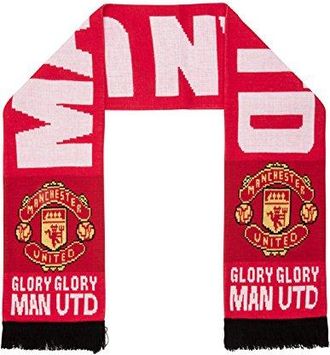 Manchester United FC officiel - Écharpe en tissu jacquard - thème football - Rouge Glory Glory