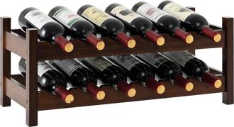 Costway GOPLUS Weinregal Bambus, 2-stufiger Flaschenregal für 12 Flaschen, Weinständer für Arbeitsplatte, Schrank, Küche, Vorratskammer, Weinkeller, Bar, 24 x
