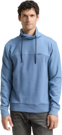 Tom Tailor Herren 1048636 Snood Sweatshirt mit Struktur-Mix, 39296-Blue White Blue Fine Stripe, XXL