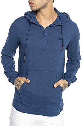Red Bridge Sweat à Capuche Chemise en Lin pour Homme Tunik-Hooded Bleu M
