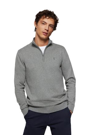 Polo Club Herren Basic Pullover Gräu Mit Reißverschluss - 100% Baumwolle Pullover Zipper Langarm Sweat