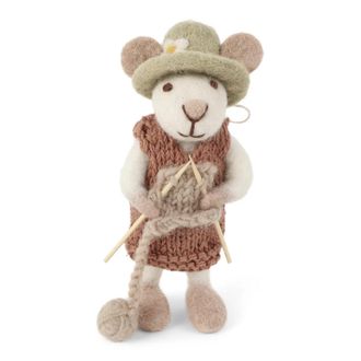 Én Gry & Sif Maus Weihnachtsmaus mit Ornament - Anhänger aus Filz, Weihnachts-Deko - 1 Stück (weiße Maus Kleid Stricken)