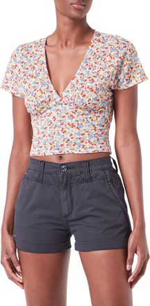 Only Womens ONLPELLA S/S AOP JRS Top, Geranium/AOP:Bloom FLORAL, M