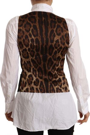 Dolce & Gabbana Womens Black Button Down Sleeveless Vest Polyester Top Wool Elastane