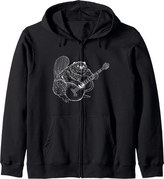 Seembo Biber spielt Gitarre Cool Gitarrist Lustige Musik Rock Band Kapuzenjacke